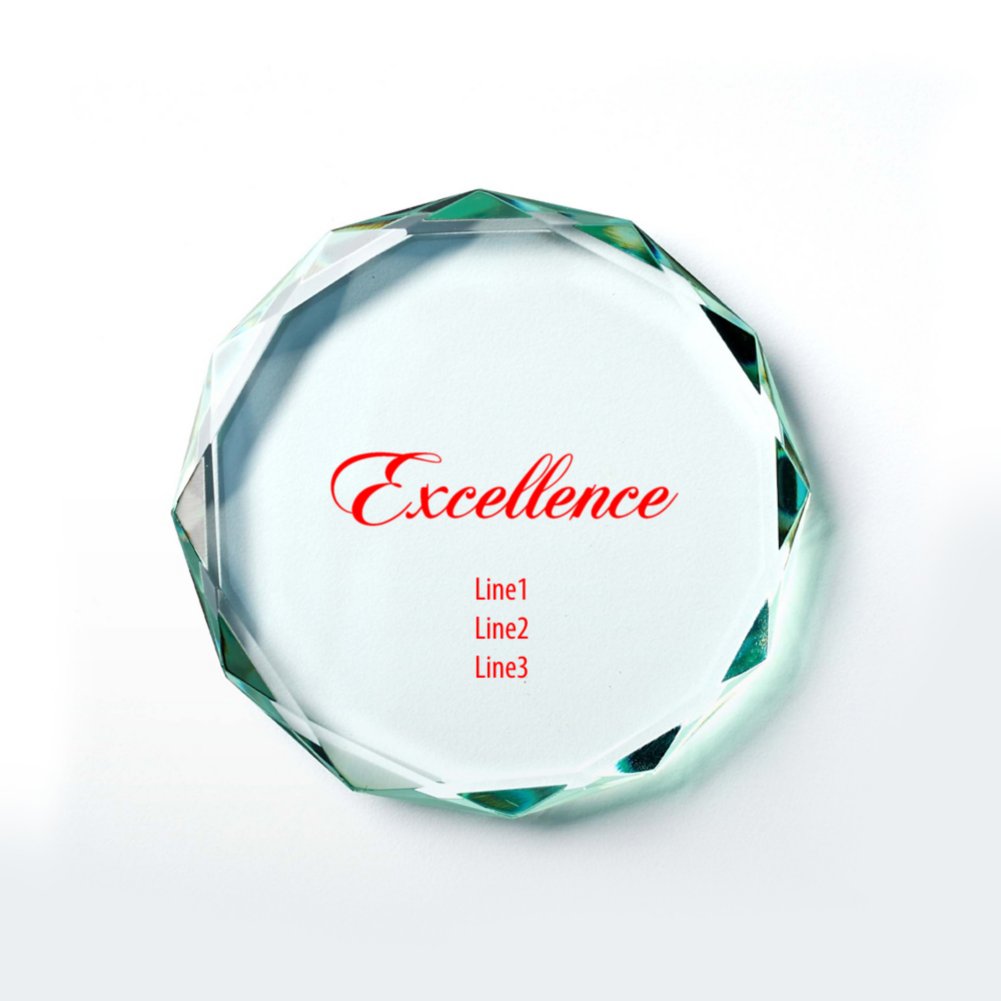 Elegant Jade Paperweight - Beveled Circle - Baudville