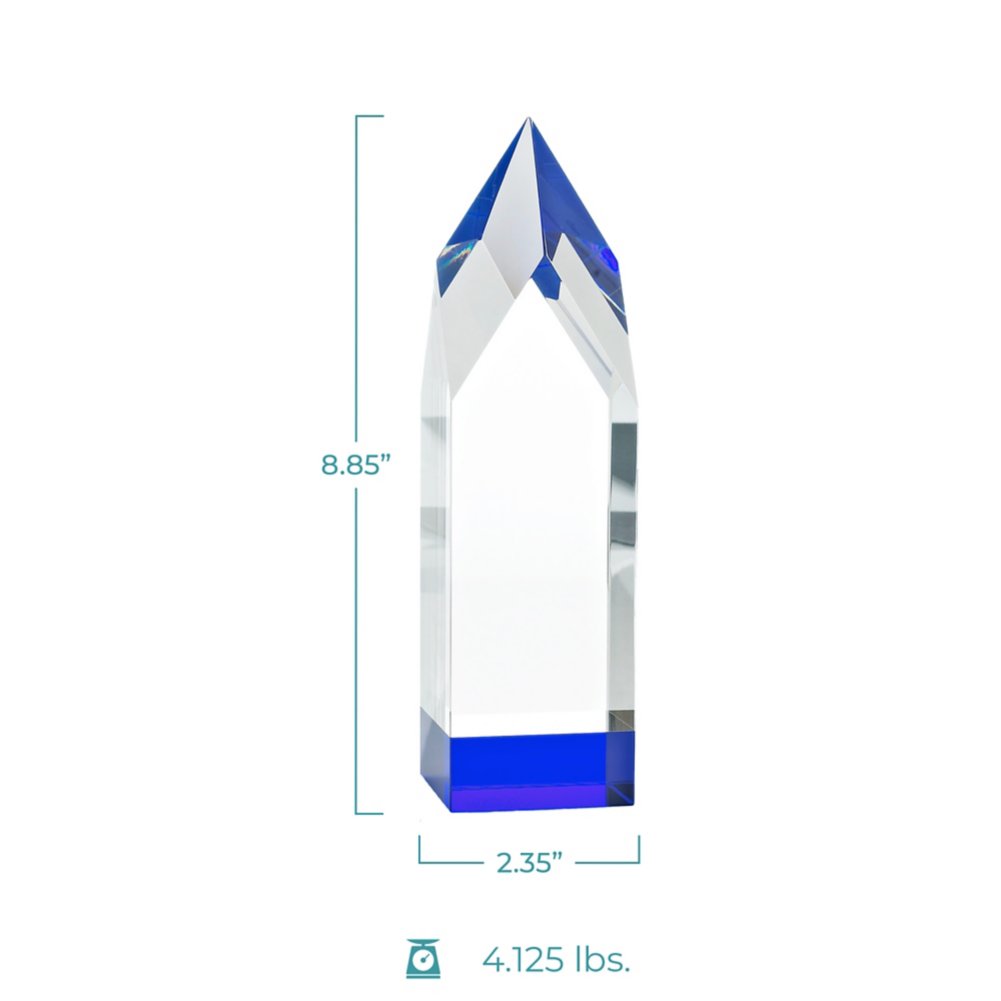 Royal Blue Crystal Accent Trophy - Tower – Baudville