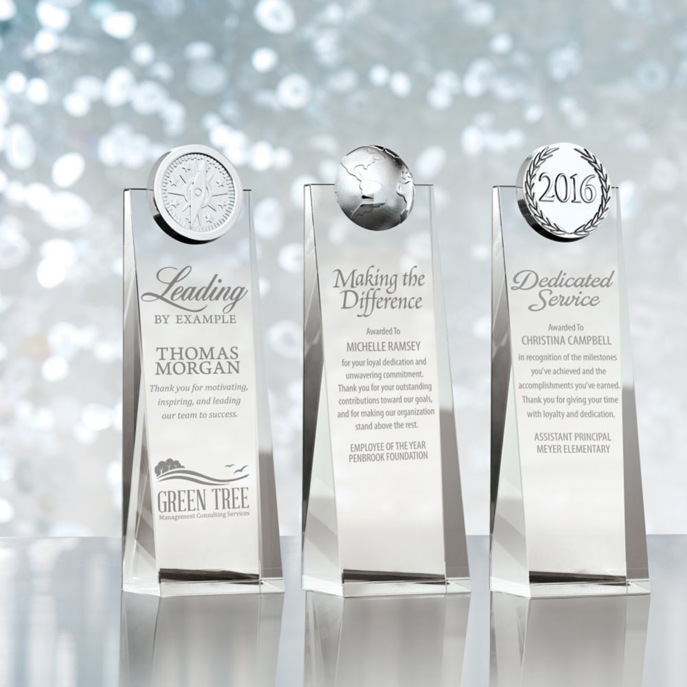 Crystalline Tower Trophy - Compass – Baudville