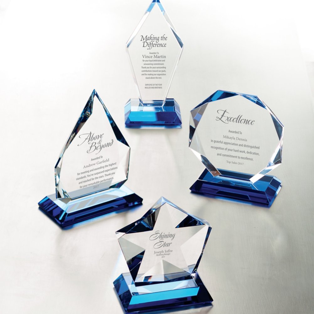 Blue Luminary Crystal Award - Octagon – Baudville