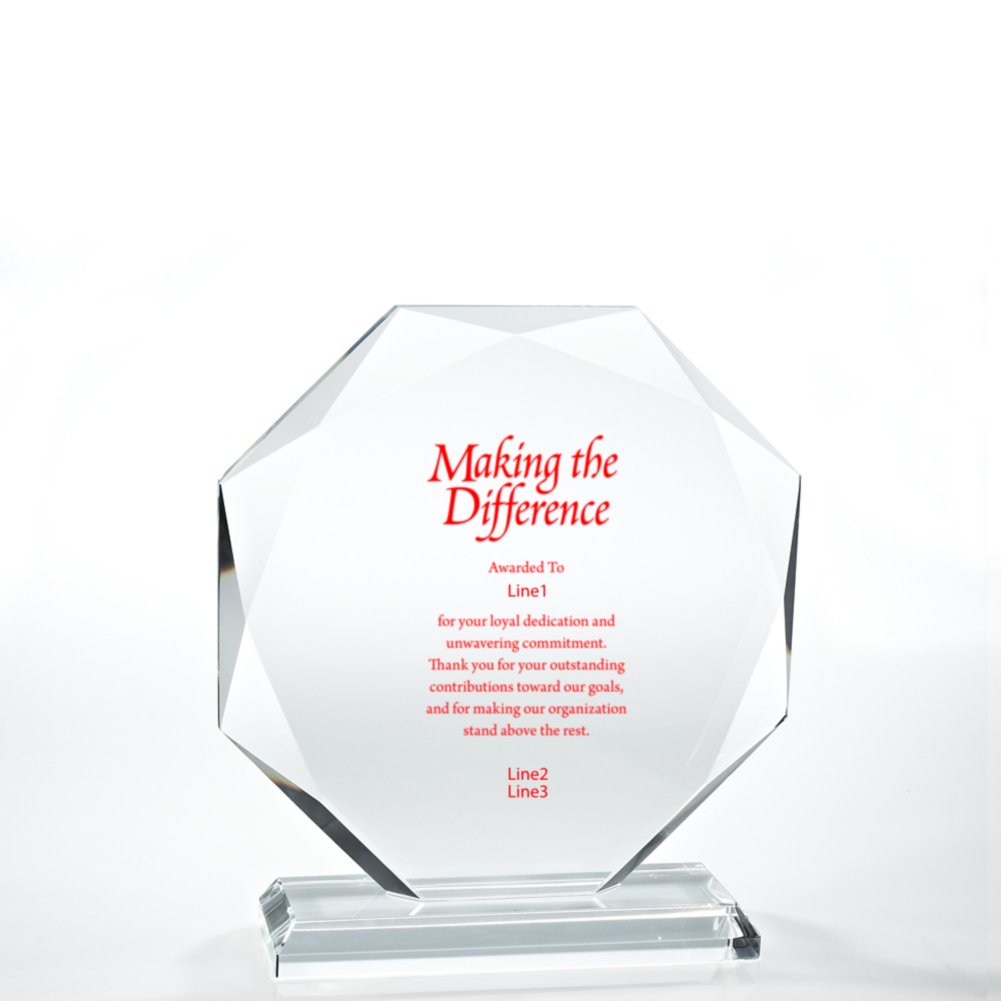 Beveled Edge Crystal Trophy - Large Round - Baudville