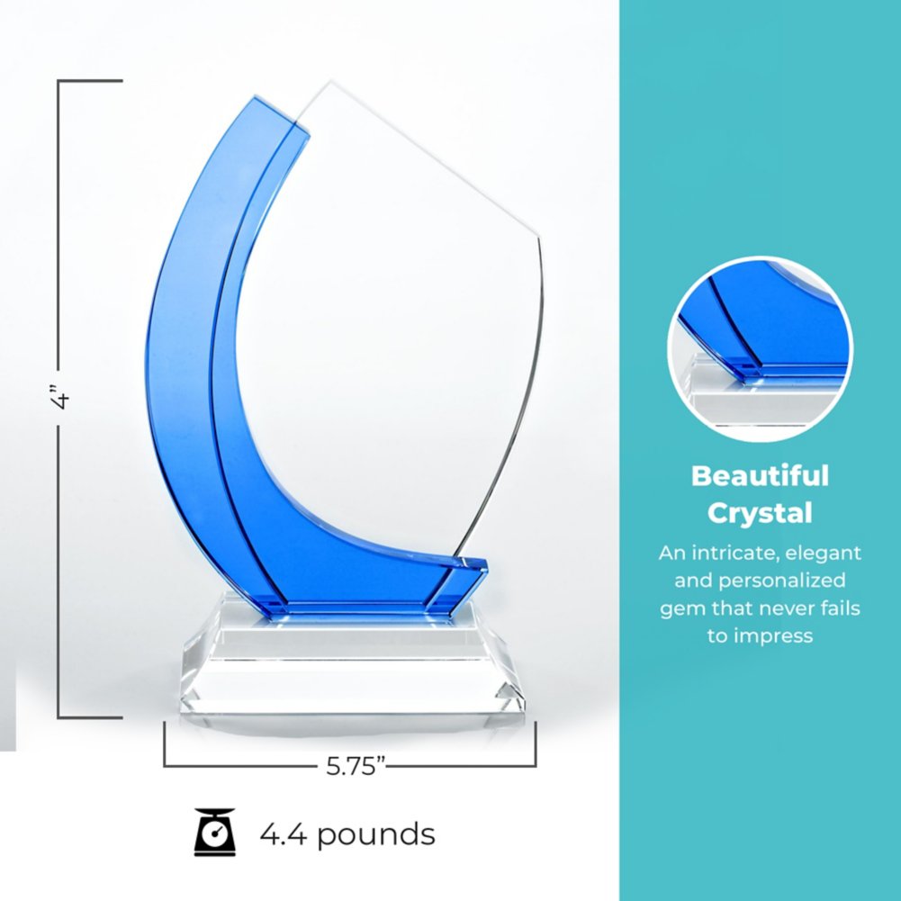 Crystal Light Blue Accent Trophy - Curved Edge – Baudville