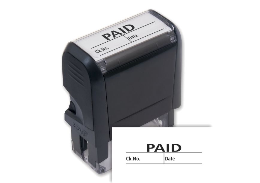 Paid Stamp With Date & Check Number Boxes - Self-Inking