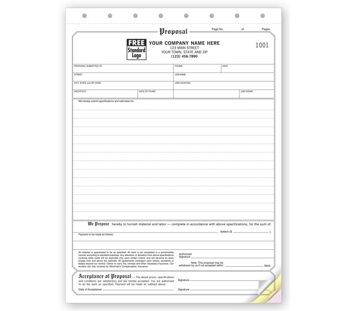 Classic Customer Proposals Forms - Custom Printed by Deluxe