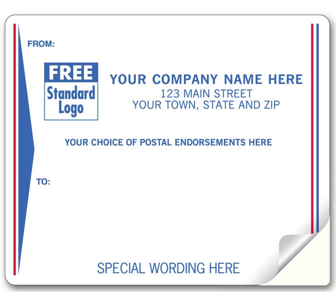 Business Labels - Laser/Inkjet White Mailing Labels w/ Blue/Red Stripe ...