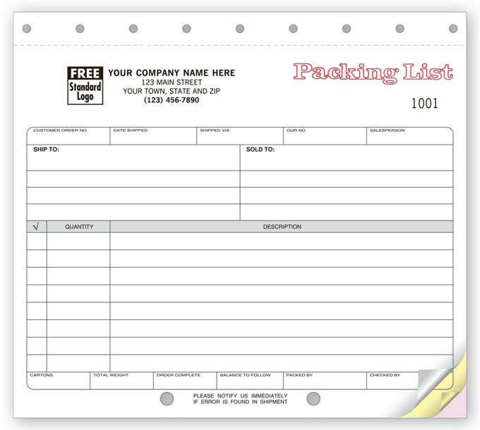 Packing Lists - Carbonless, Small Format Packing Lists - 127 by Deluxe ...