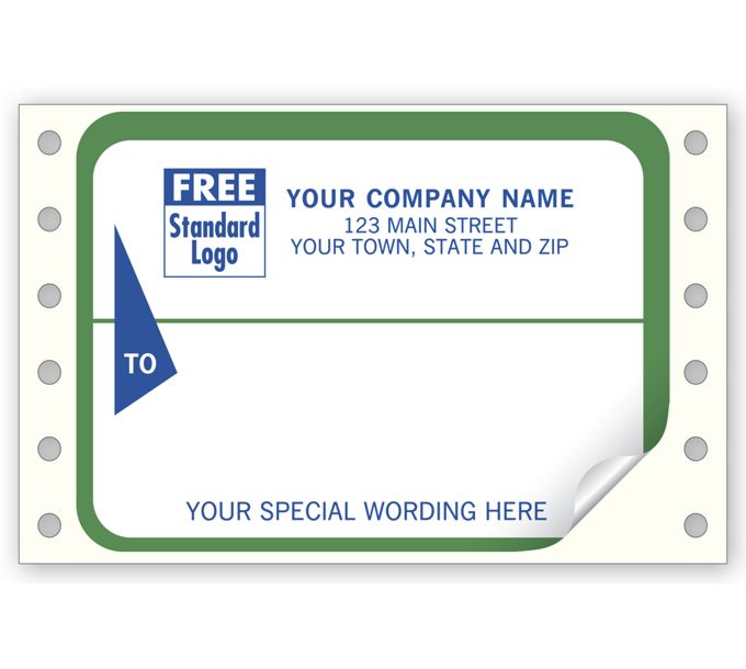Business Labels - Continuous White Mailing Labels with Green Border ...