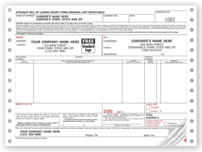 Bill Of Lading Printable Form