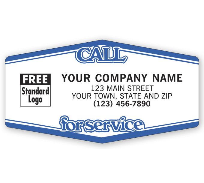 Business Labels - White with Blue Call For Service Tuff Shield Labels ...
