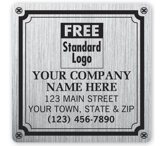 Business Labels - 3 X 3" Brushed Silver Poly Weatherproof Plate Labels ...