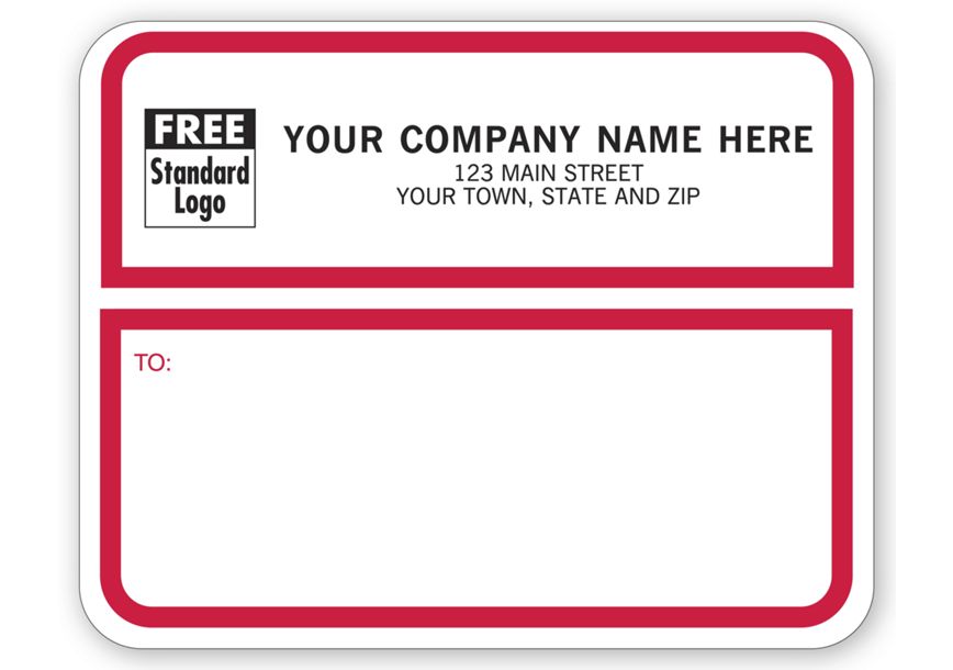 White w/ Red Border Padded Jumbo Shipping Labels - 1674