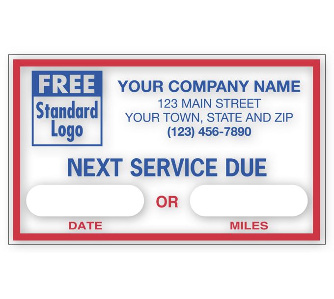 Next Service Due Removable Adhesive Windshield Labels | Deluxe.com