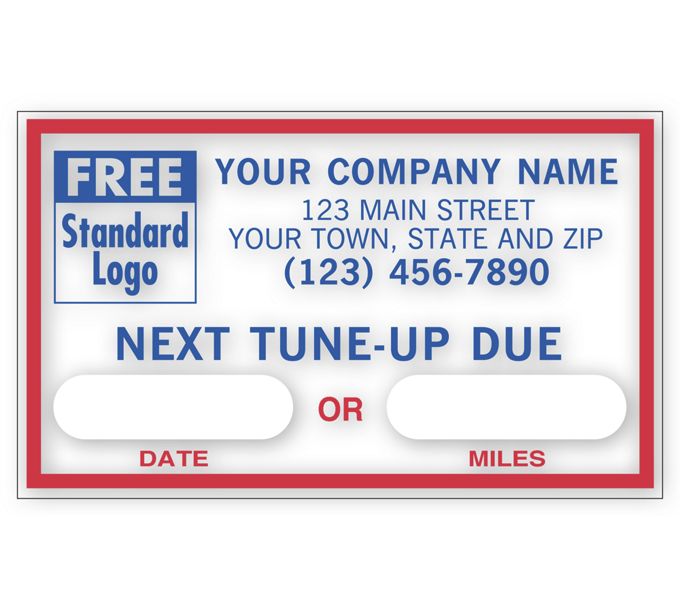 Business Labels - Next Tune-Up Removable Adhesive Windshield Labels ...