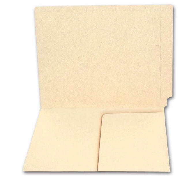 Business Folders - 14 pt No Fastener End Tab Half Pocket Manila Folder ...