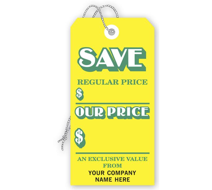 "Save" Tags, Stock,Yellow, Large