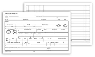 Optometry Record Card, Two-Sided | 21109 | Deluxe