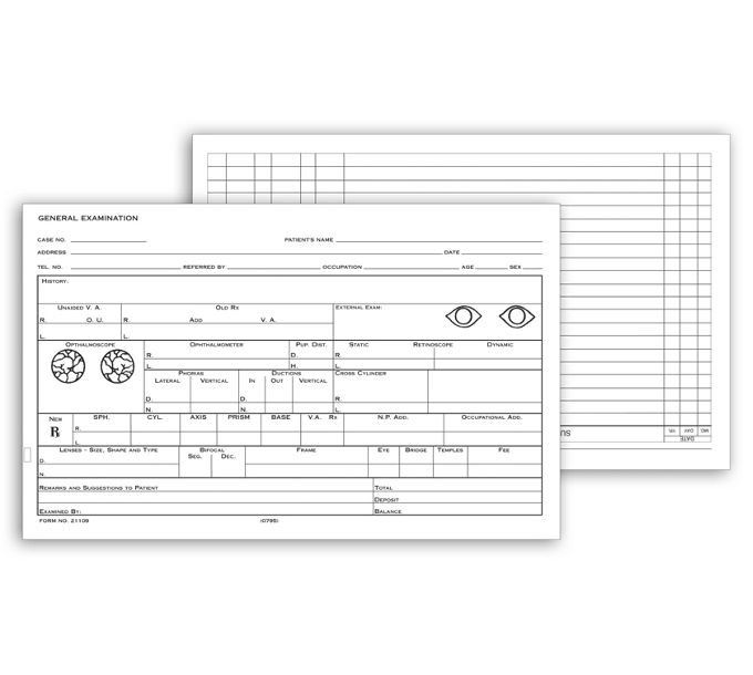 Optometry Record Card, Two-Sided | 21109 | Deluxe | Deluxe.com