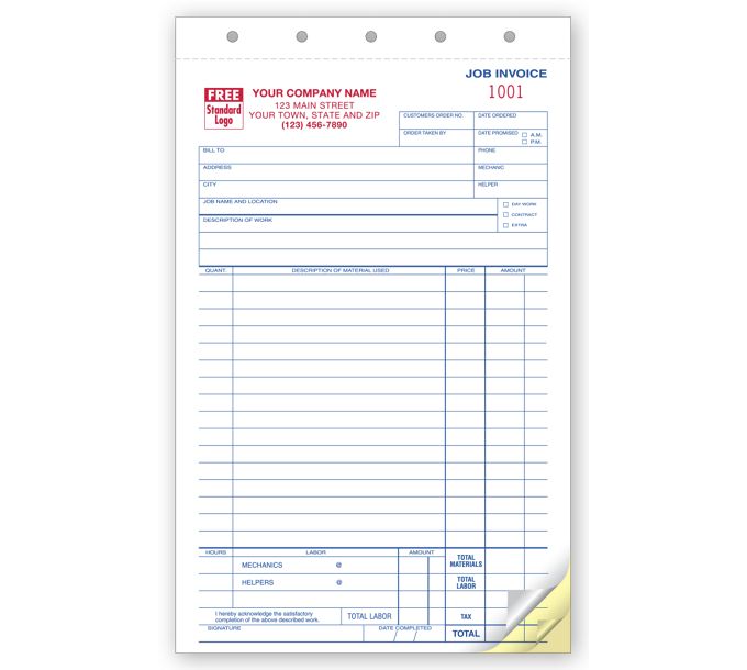 Small Size Carbonless Work Order Form - Custom Printed by Deluxe ...