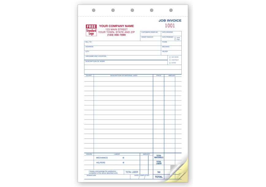 Small Size Carbonless Work Order Form - Custom Printed