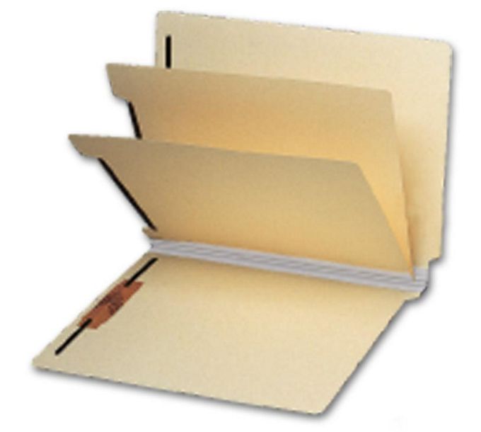 Business Folders - 18 pt Multi-Fastener End Tab Double Divider Manila ...