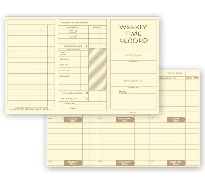 Time Records - Pocket Size Weekly Time Cards - 220 by Deluxe | Deluxe.com