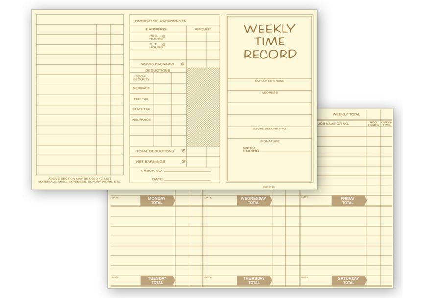 Time Records - Pocket Size Weekly Time Cards - 220 by Deluxe