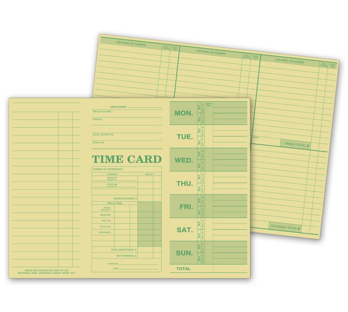 Weekly Time Card, Tag Stock | Deluxe.com