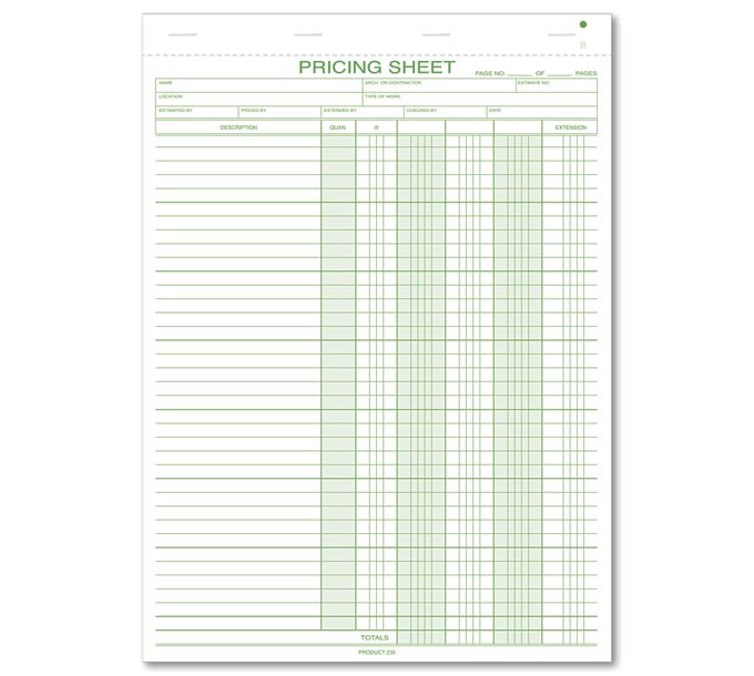 Business Forms - Pricing Sheets - 235 by Deluxe | Deluxe.com