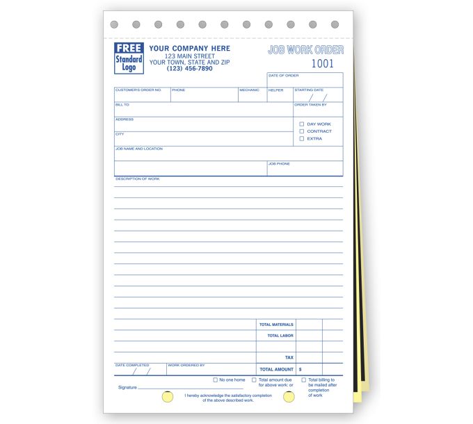 Job Work Order Form with Carbons - Custom Printed by Deluxe | Deluxe.com
