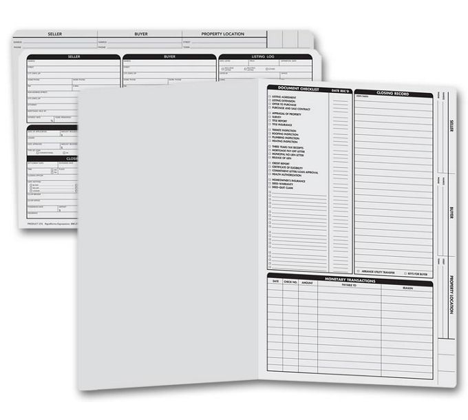 Real Estate Folder, Right Panel List, Legal Size, Gray