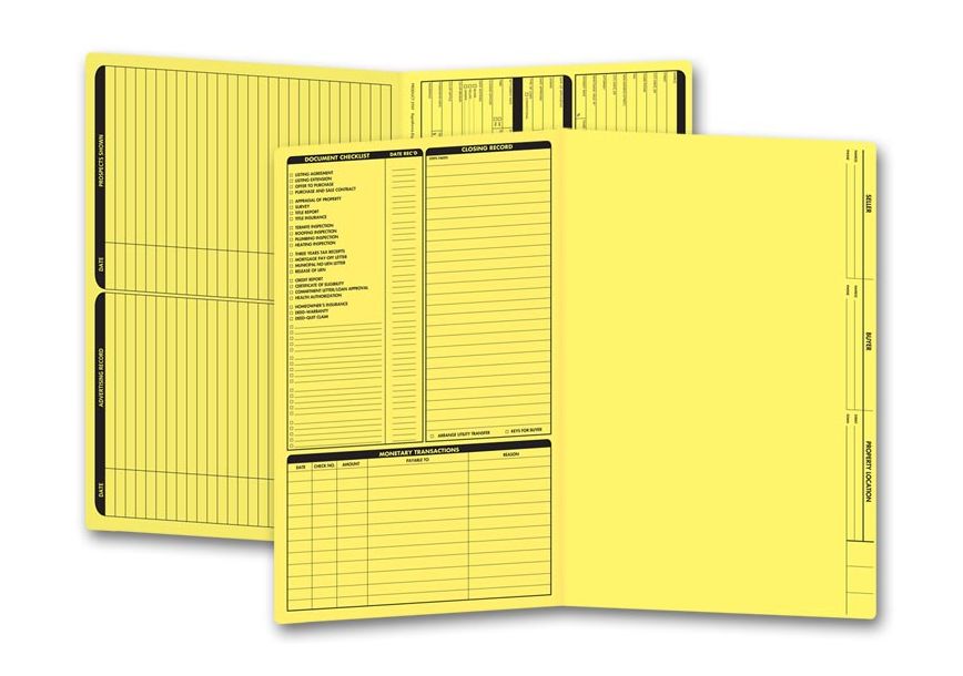 Business Folders - Yellow Left Panel List Legal Size Real Estate Folder ...