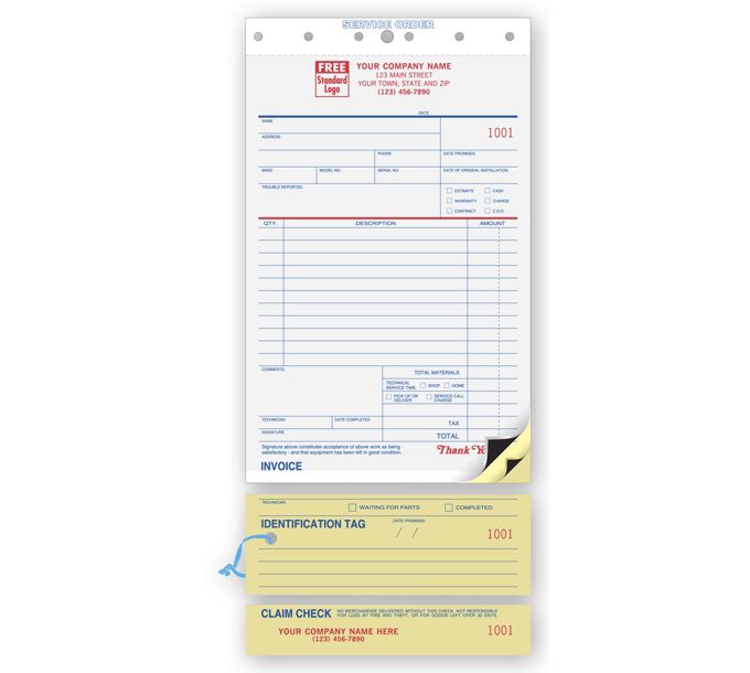 Service Orders - Custom Compact Service Orders with Carbons and Claim ...