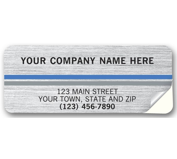 Business Labels - Padded Brushed Chrome Poly Film Advertising Labels ...