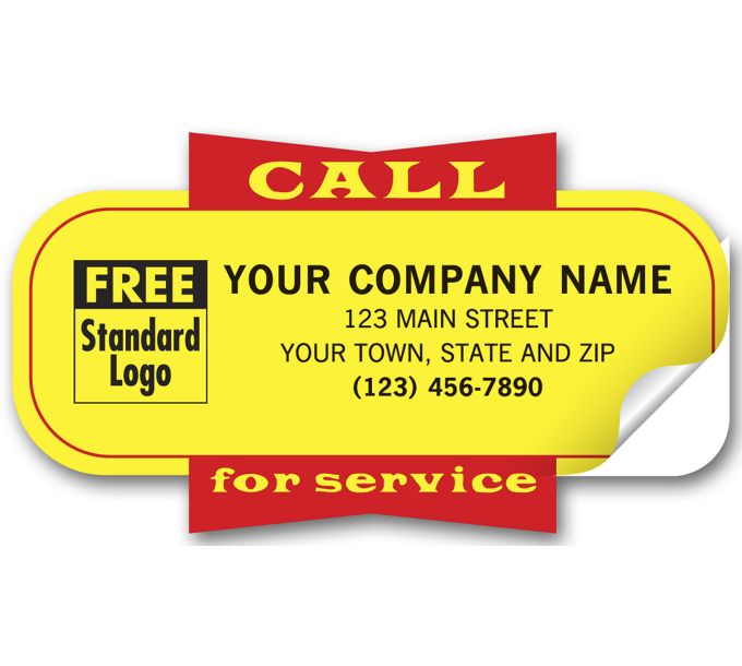 Custom "Call for Service" Label - Fluorescent Yellow - by Deluxe ...