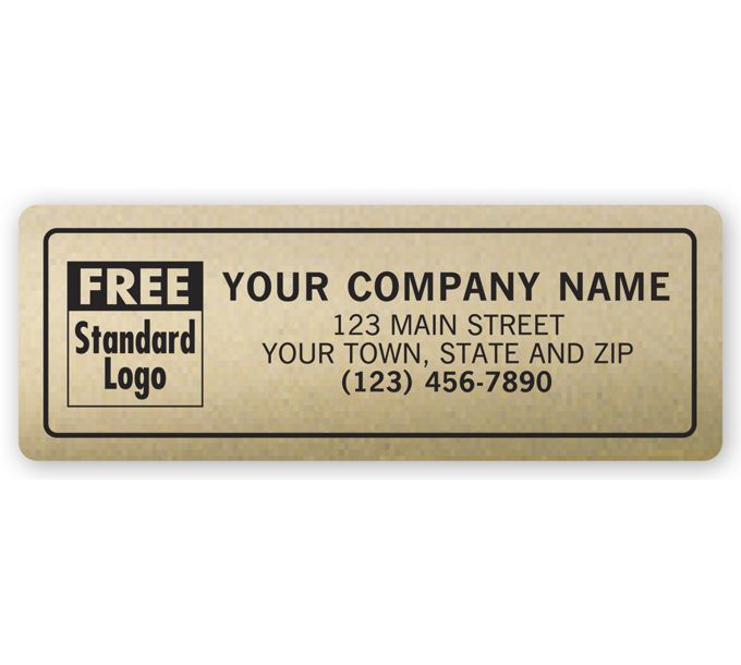 Business Labels - Padded Gold Poly Film Advertising Labels - 348 by ...