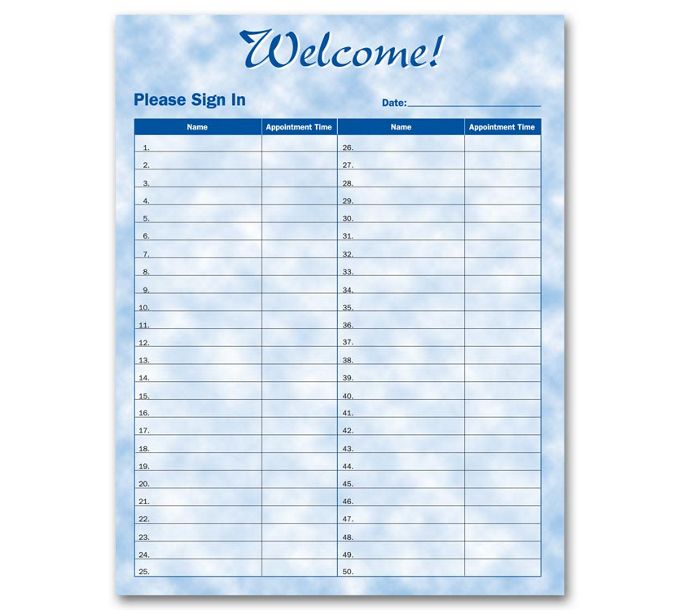Business Forms - Bright Skies Design Patient Sign-In Sheet - 4076 by ...