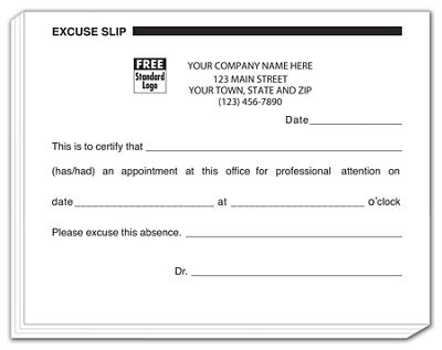 Medical Forms - Imprinted Patient Excuse Slips - 4556 by Deluxe ...