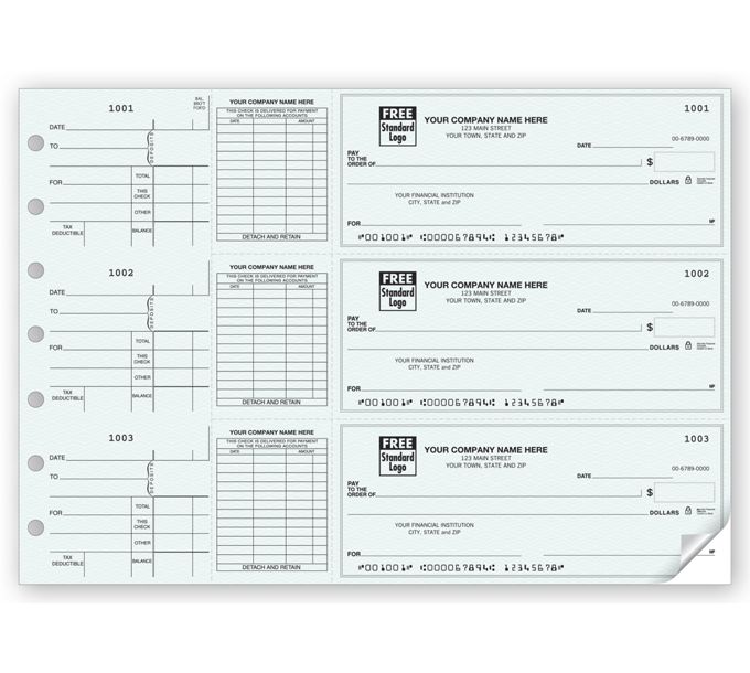 Business Checks - 3-On-A-Page End-Stub Voucher Check - 53224N by Deluxe ...