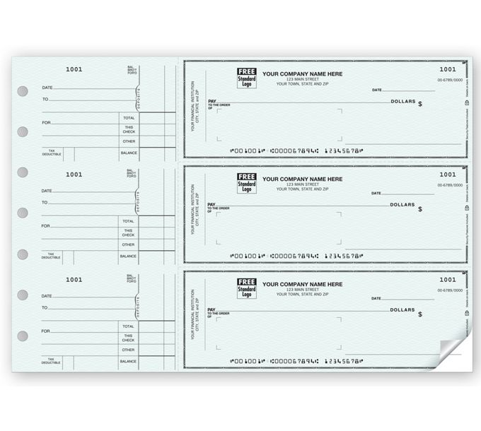 Business Checks - 3-On-A-Page Window Envelope Check - 53232N by Deluxe ...