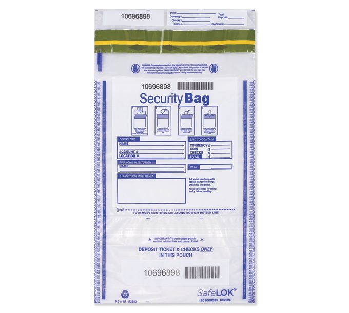 Order Clear Dual Pocket Deposit Bags, 9 1/2 x 15" \ Deluxe.com