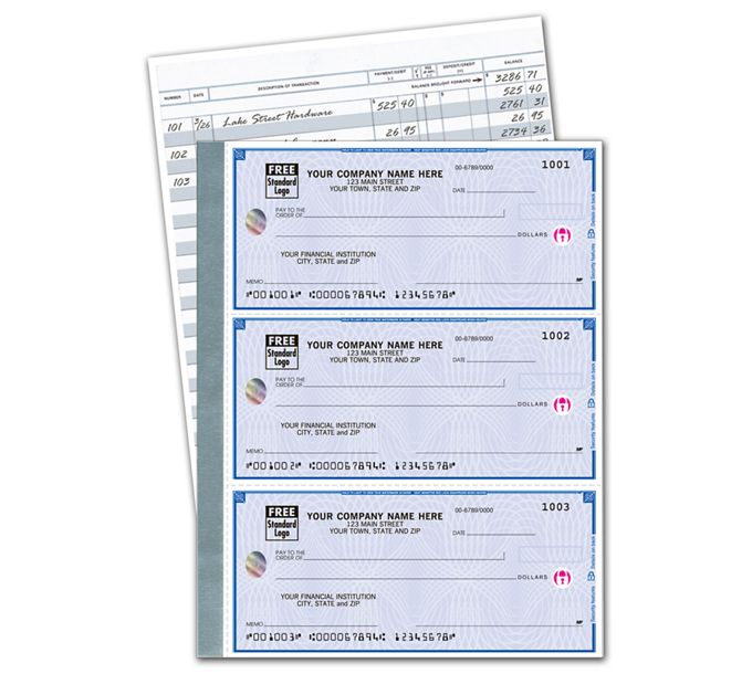 High Security 3 On Page Secretary Deskbook Checks - Side Bound