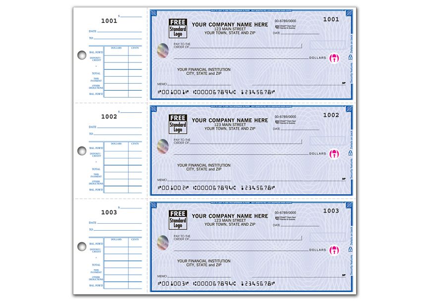 Product High Security 3/Page Compact Checks, End Stubs, EZShield56300HZ