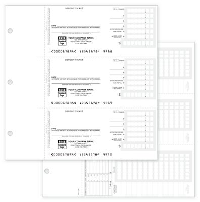 3-On-A-Page Deposit Tickets for End-Stub Deskbook | Deluxe