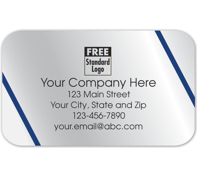 Business Labels - Rectangular Label on Silver Foil | Blue Lines - 58125 ...
