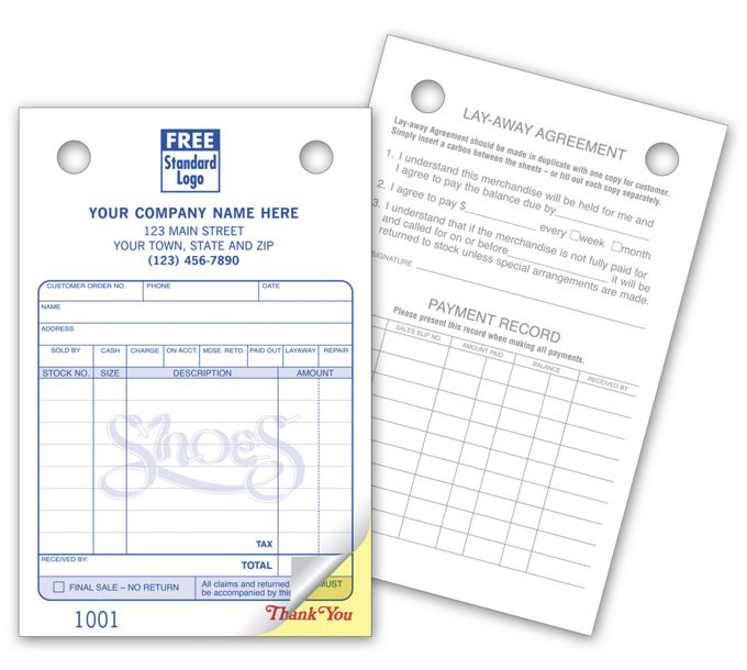 Business Forms - Small Classic Shoe Register Forms - 601 by Deluxe ...