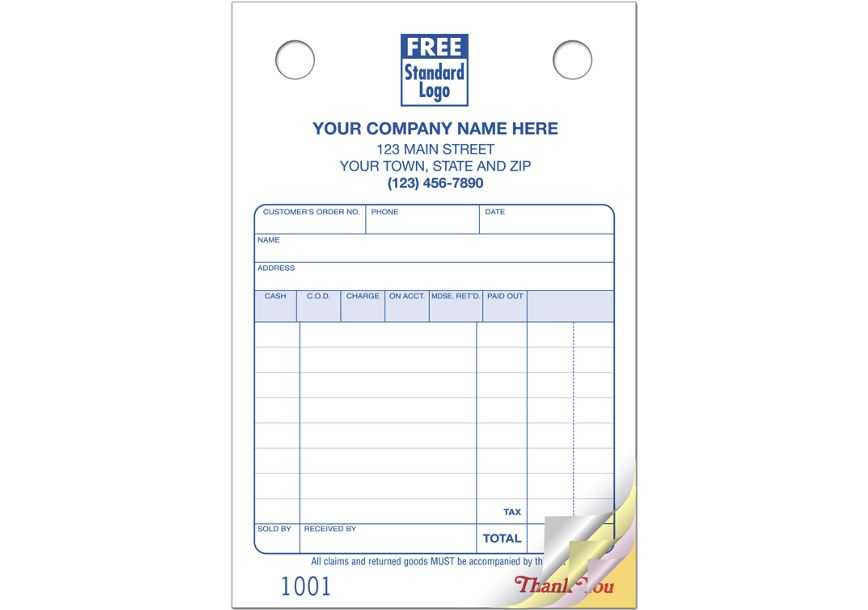 4 x 6" Small Register Forms - Classic Design