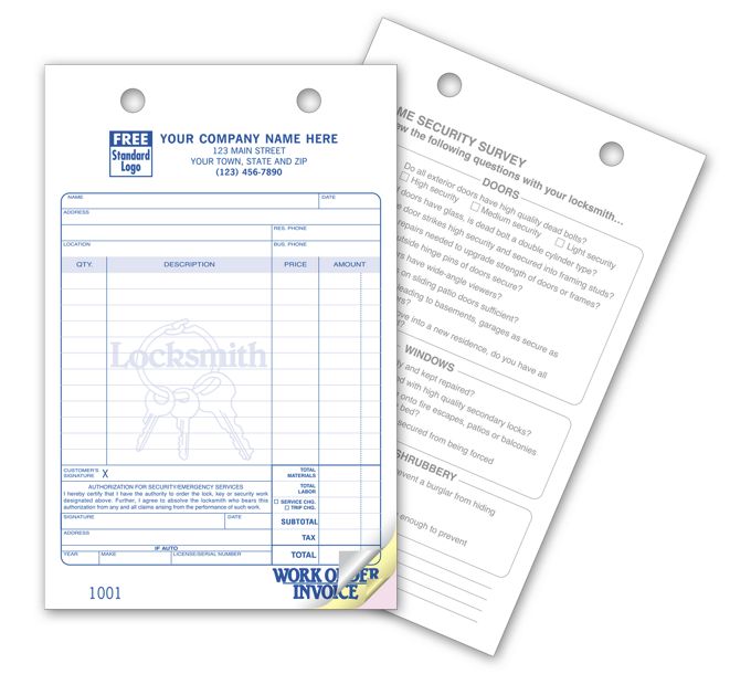 Large Classic Locksmith Register Forms - 619