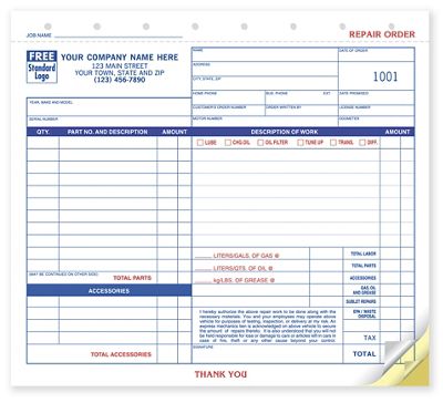 Work Orders - Repair Order Sheets and Work Order Form Templates - Deluxe