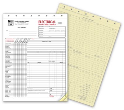 Business Forms - Electrical Work Orders with Checklist - 6520 by Deluxe