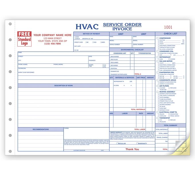 Business Forms - Side-Stub HVAC Service Orders - 6534 by Deluxe ...